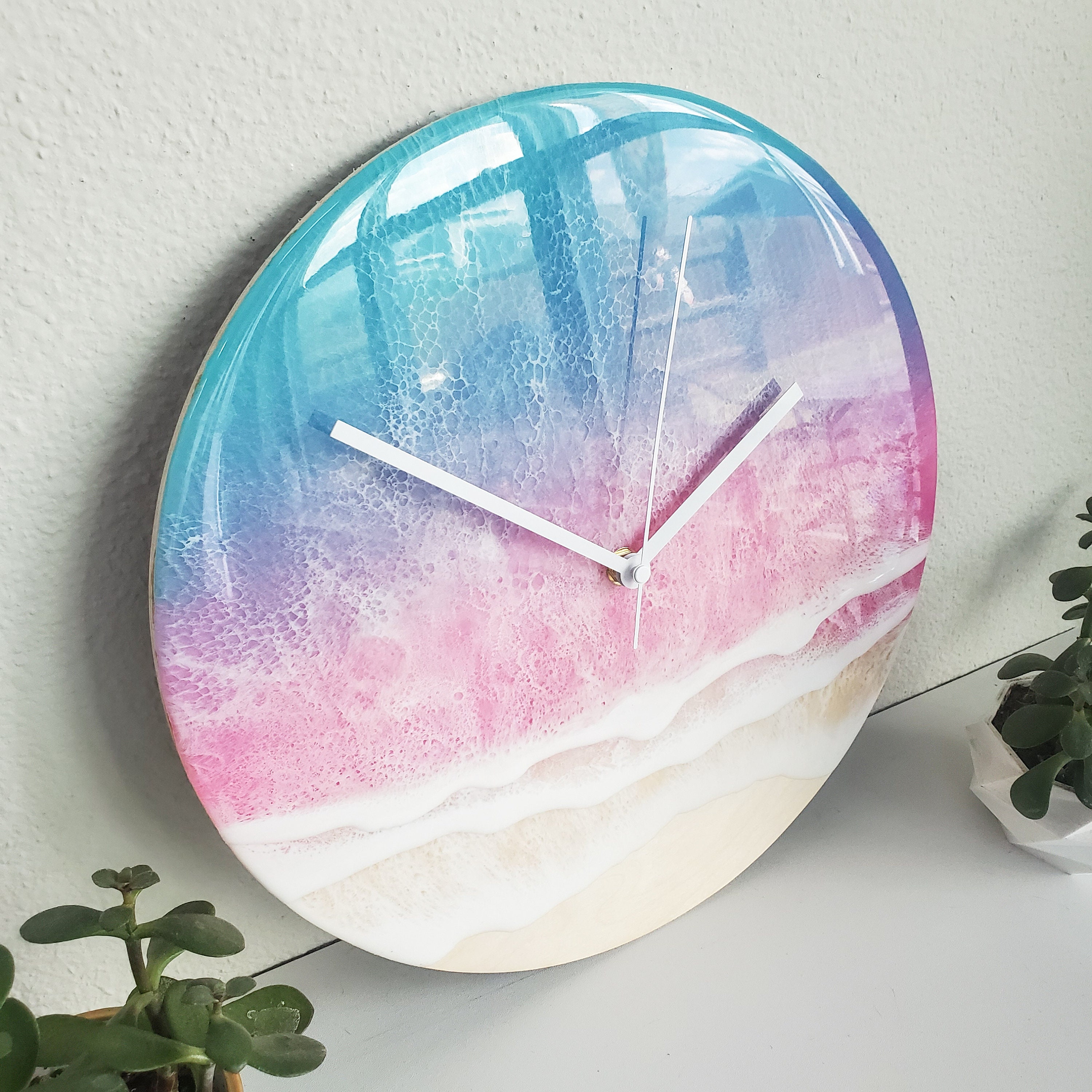 Resin Art Clock Ocean Wave Clock Handmade 12 Round - Etsy