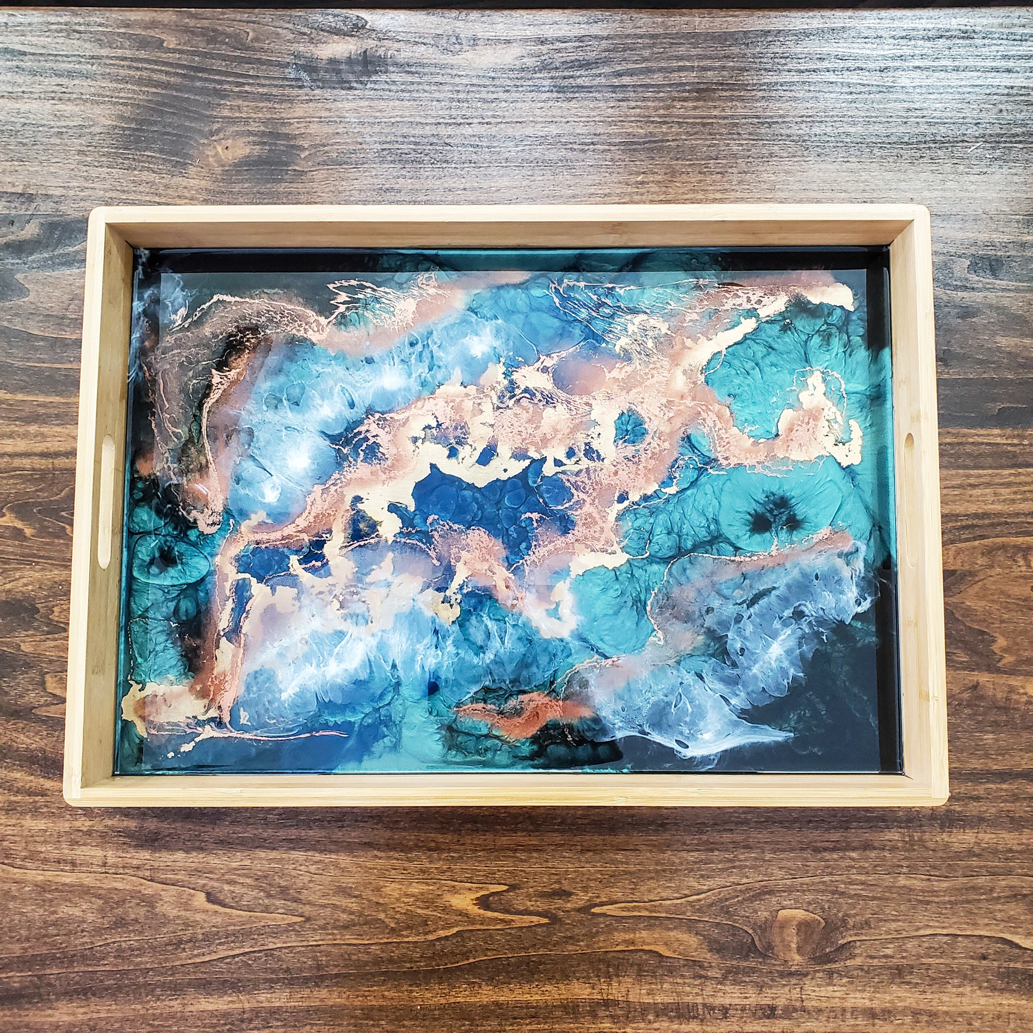 Wood and Resin Tray, Resin Art, Resin Serving Tray, Home Decor, 14x20 ...
