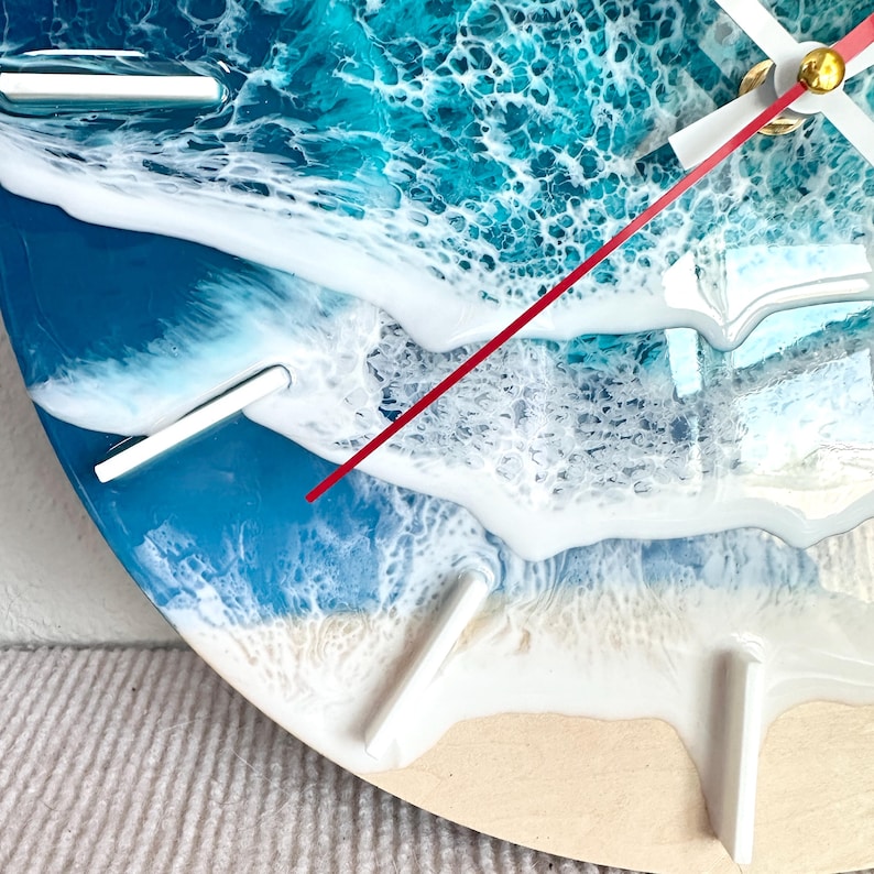 Resin Art Clock, Ocean Wave Clock, Handmade 12