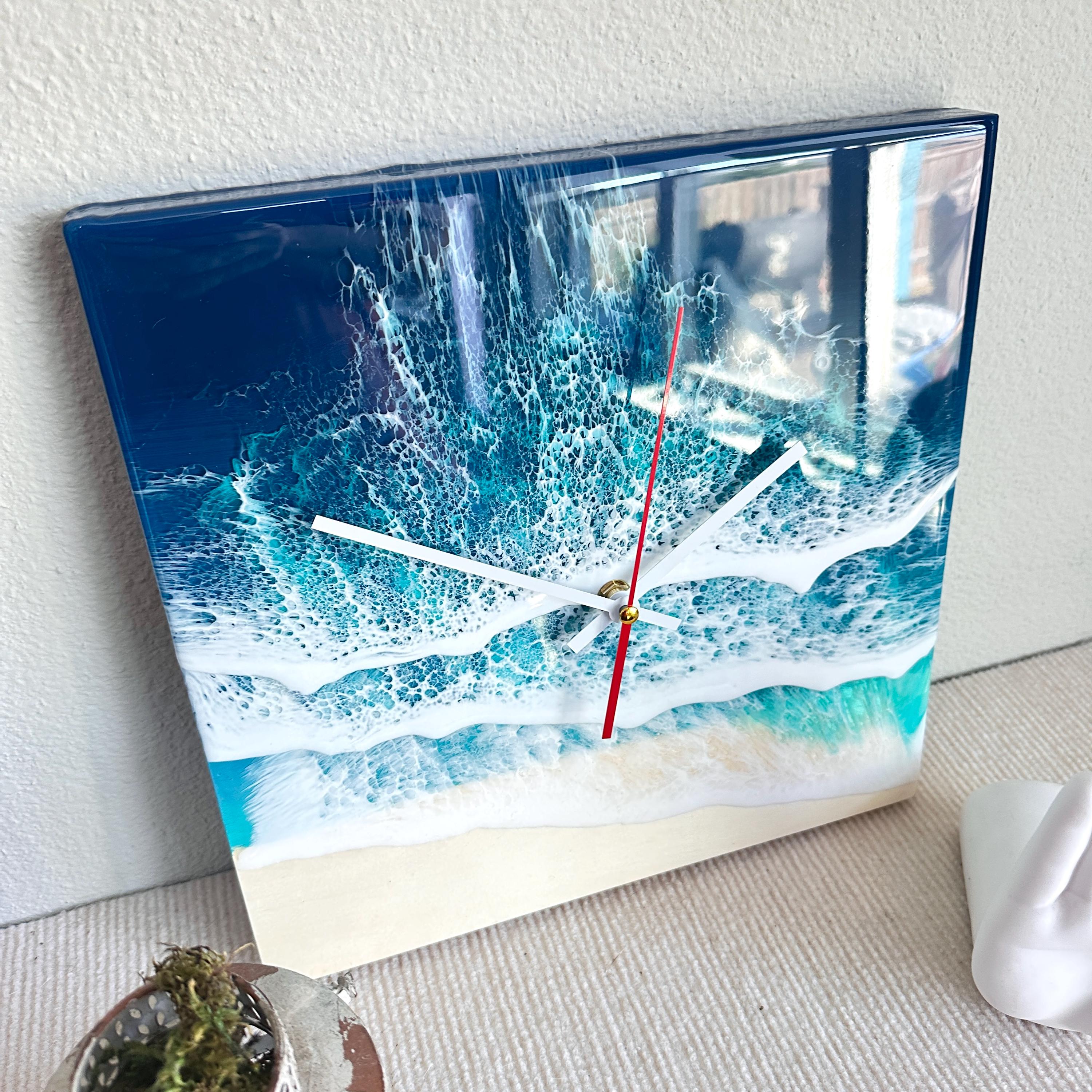 Resin Art Clock, Ocean Wave Clock, Handmade 12