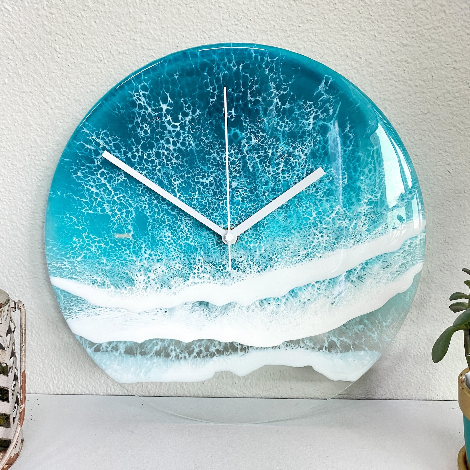 Resin Art Clock Ocean Wave Clock Handmade 12 Round | Etsy