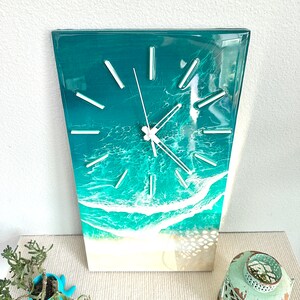 Resin Art Clock, Ocean Wave Clock, Handmade 10x18 Wood - Etsy
