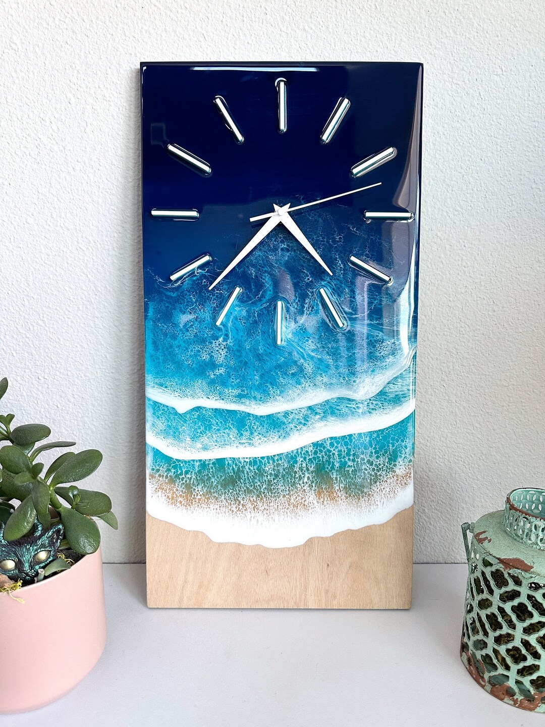 Resin Art Clock Ocean Wave Clock Handmade 10x20 - Etsy