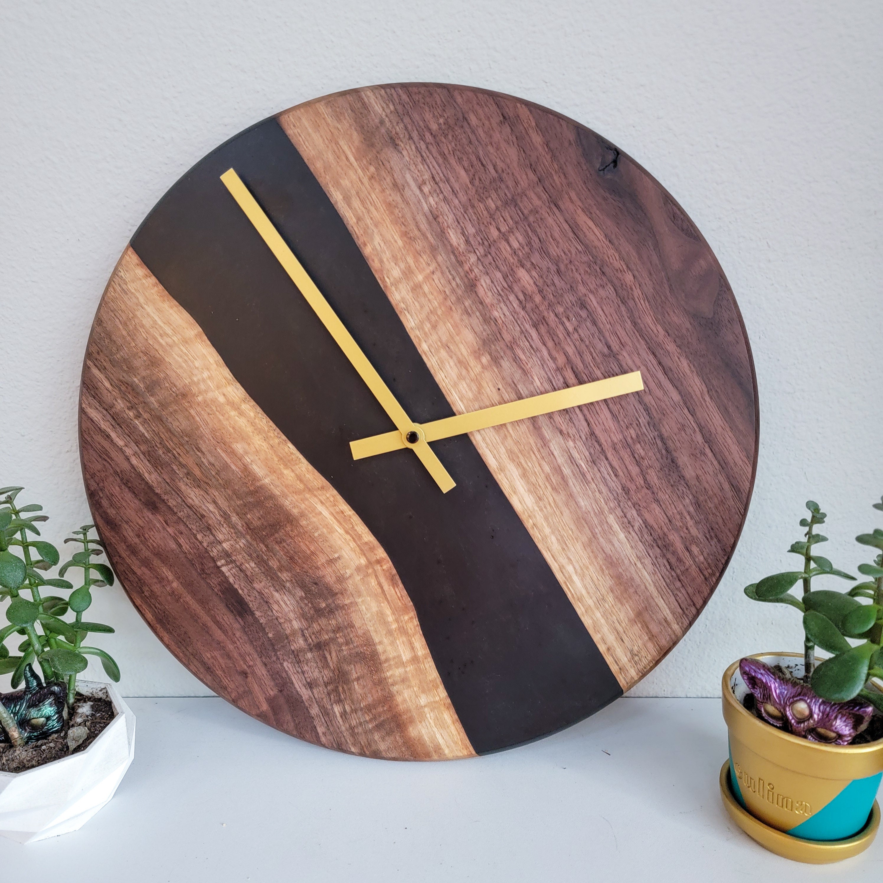 Resin Wood Art Clock, Epoxy River Clock, Walnut Epoxy Clock, Wood Clock ...