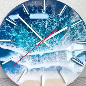 Resin Art Clock, Ocean Wave Clock, Handmade 12" Round Resin Wood - Etsy