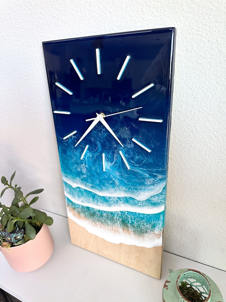 Resin Art Clock Ocean Wave Clock Handmade 10x20 - Etsy
