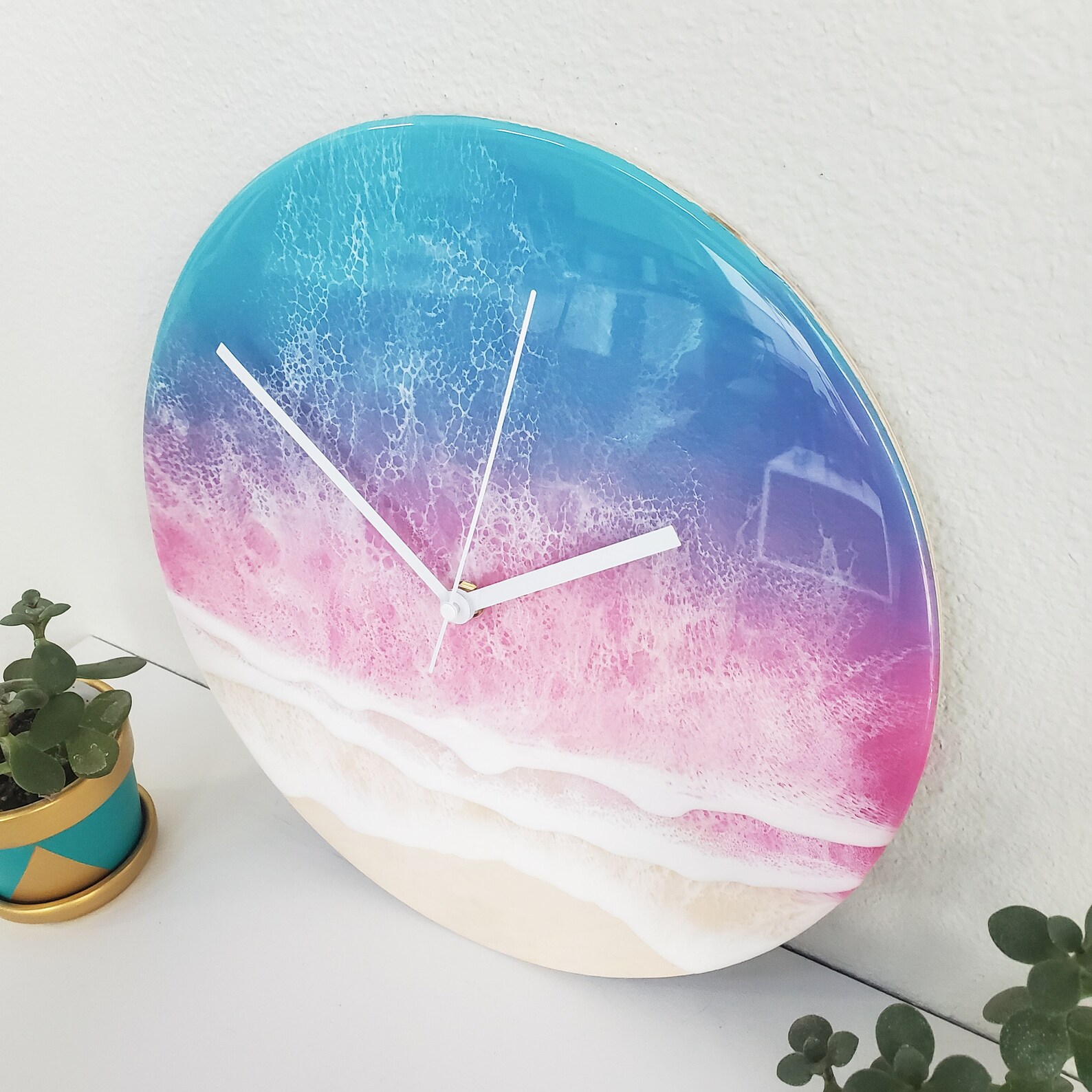 Resin Art Clock Ocean Wave Clock Handmade 12 Round - Etsy