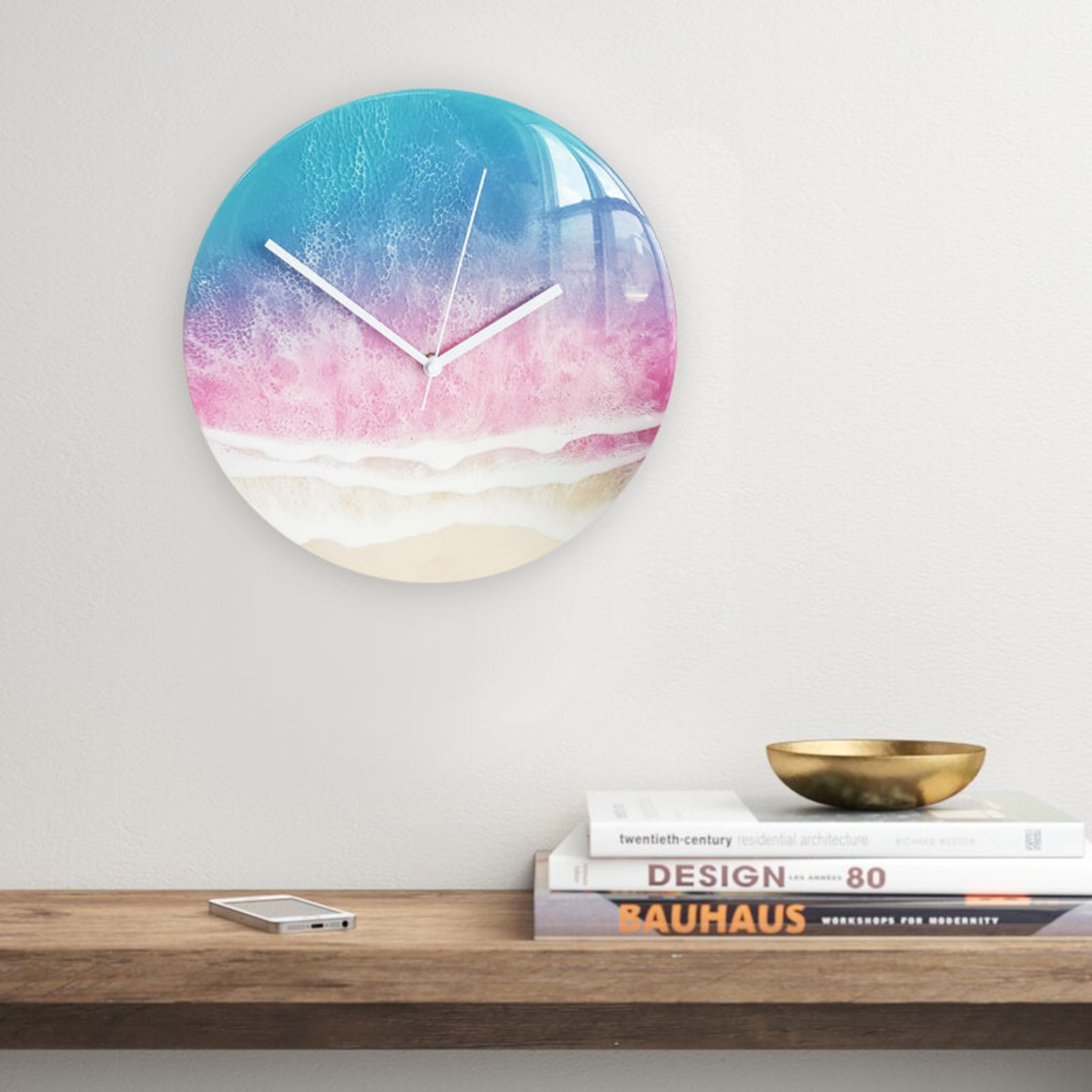 Resin Art Clock, Ocean Wave Clock, Handmade 12 Round Resin & Wood, Home ...