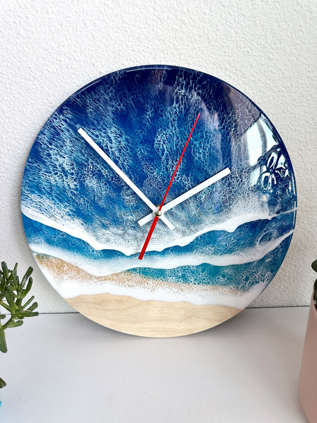 Resin Art Clock, Ocean Wave Clock, Handmade 12