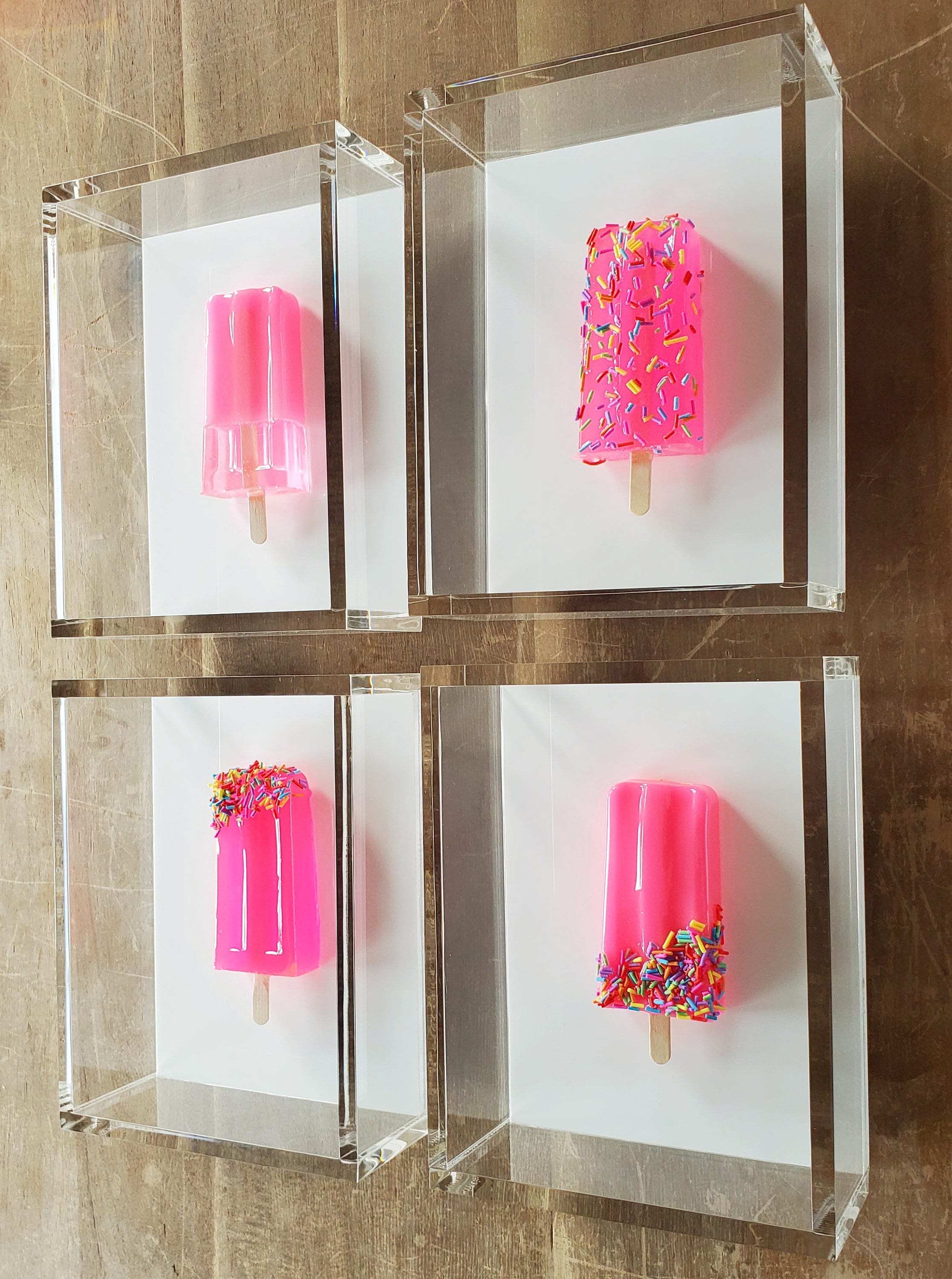 Retro Pop Art Ice Cream Pops Sculpture: Acrylic Shadow Box Wall Decor ...