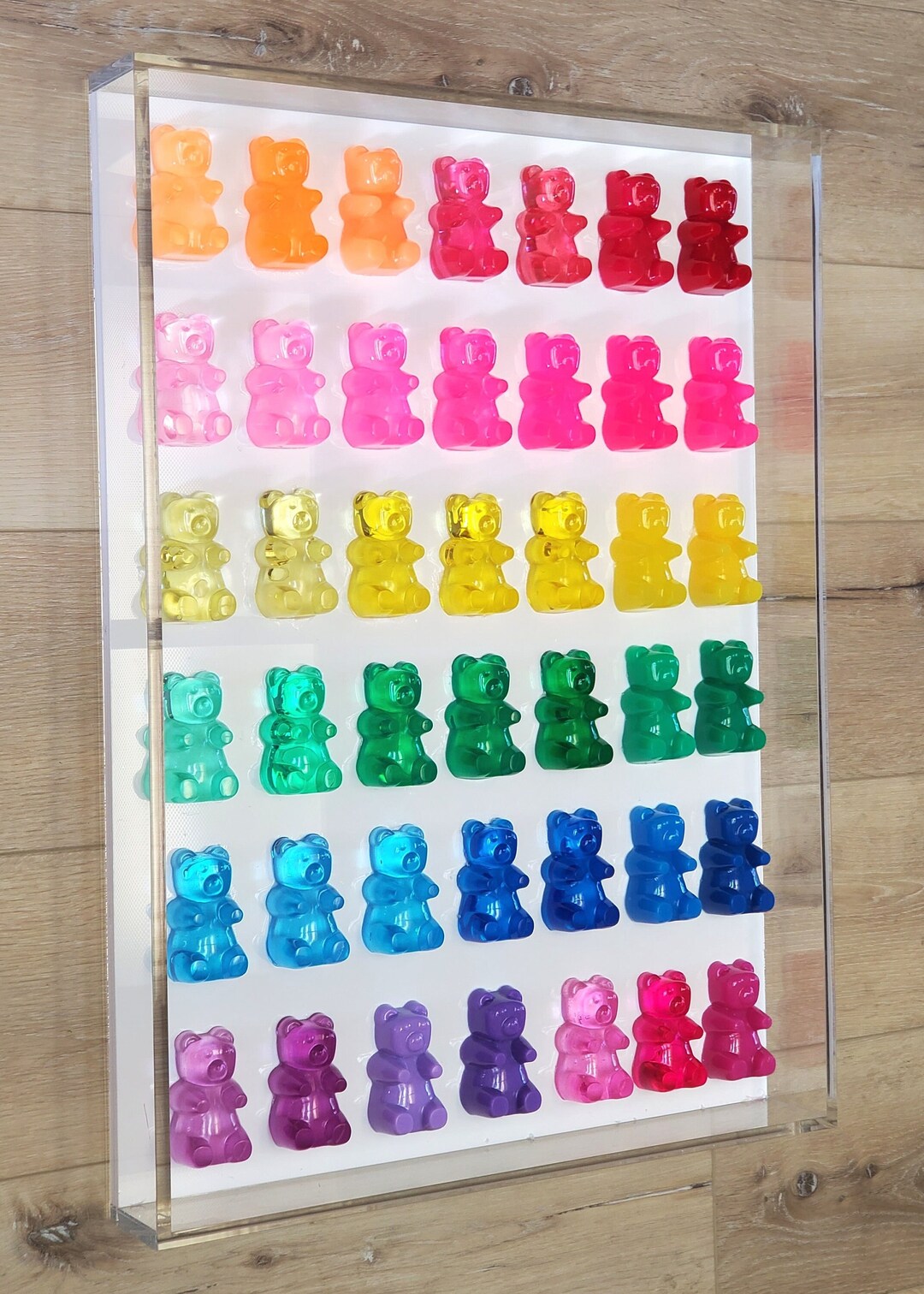 Rainbow Pop Art Gummy Bear Wall Decor, Modern Pop Art, 42 Resin Bears ...