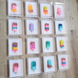 Pop Art Popsicle Shadow Box: Handmade Resin Sculpture, Modern Wall ...
