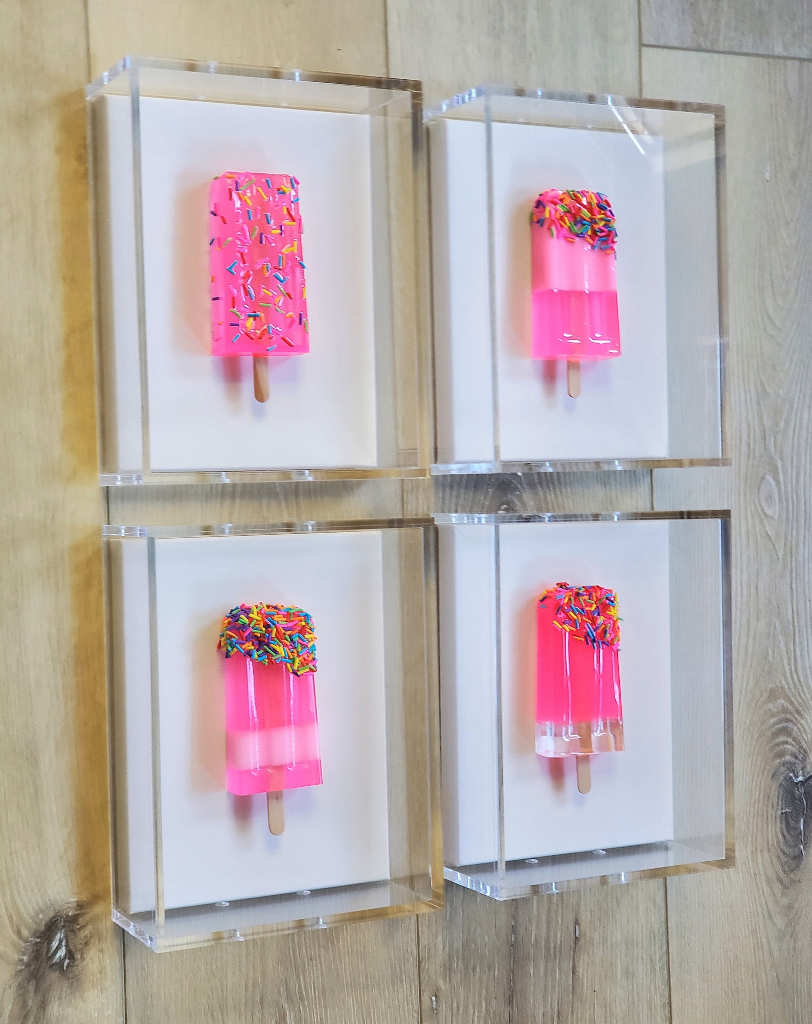 Retro Pop Art Ice Cream Pops Sculpture: Acrylic Shadow Box Wall Decor ...
