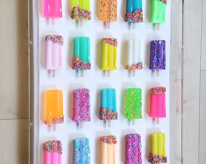 Popsicle Wall Art 12x10 in Resin Ice Cream Epoxy Candy 3d Painting ...