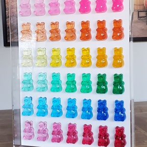 Rainbow Pop Art Gummy Bear Wall Decor, Modern Pop Art, 42 Resin Bears ...