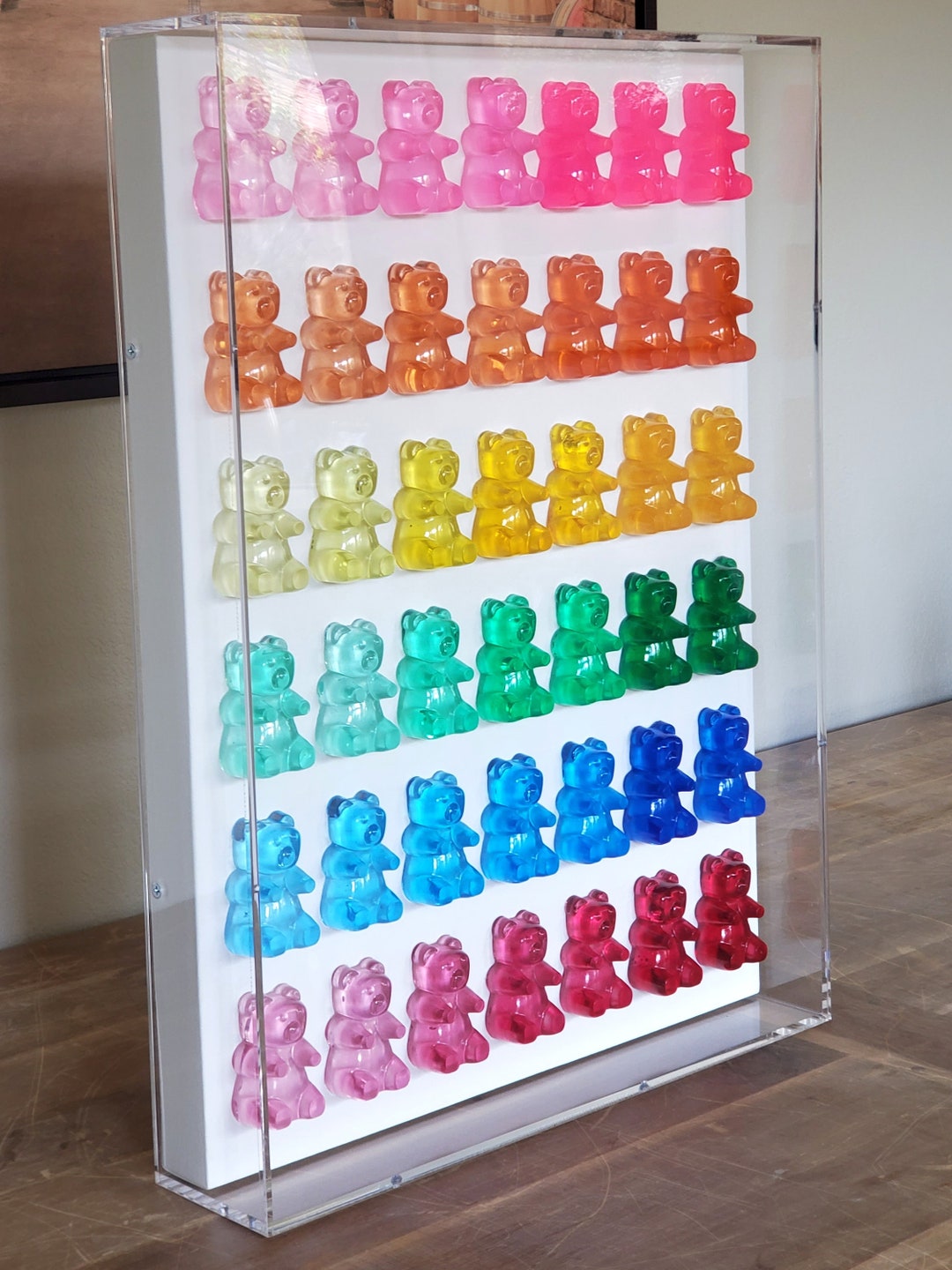 Rainbow Pop Art Gummy Bear Wall Decor, Modern Pop Art, 42 Resin Bears ...