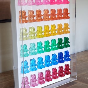 Rainbow Pop Art Gummy Bear Wall Decor, Modern Pop Art, 42 Resin Bears ...