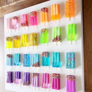 Popsicle Wall Art, Pop Art, 24 Popsicles, Kitchen Decor, Nursery Art ...