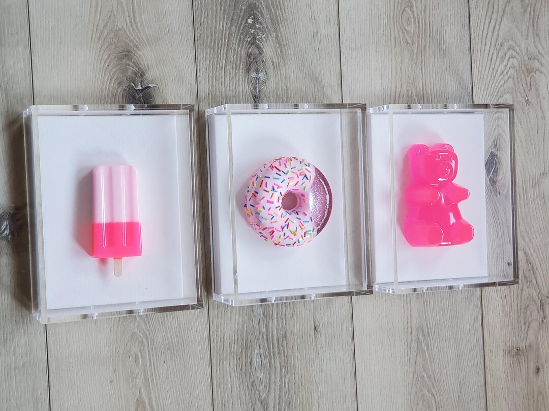 Resin Candy Wall Art Set: Gummy Bear, Donut, Popsicle Shadow Boxes - Etsy