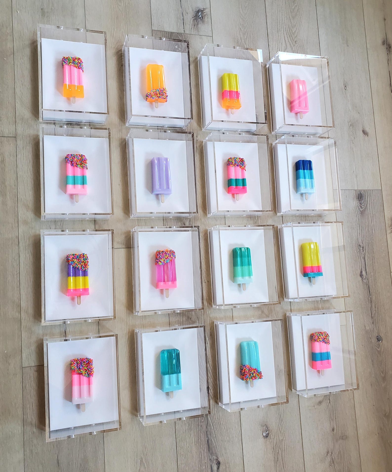 Retro Pop Art Ice Cream Pops Sculpture: Acrylic Shadow Box Wall Decor ...