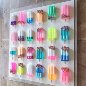Popsicle Wall Art, Pop Art, 24 Popsicles, Kitchen Decor, Nursery Art ...