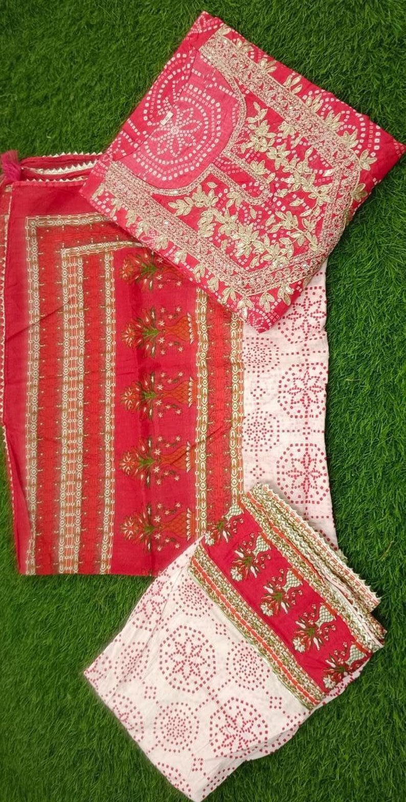 Beautiful 3 Piece Kurti Set Pure Cotton Anarkali Kurti With Pant And