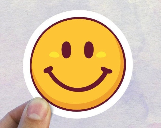 Smiley Face Sticker, Yellow Smiley Sticker, Water Bottle Sticker ...