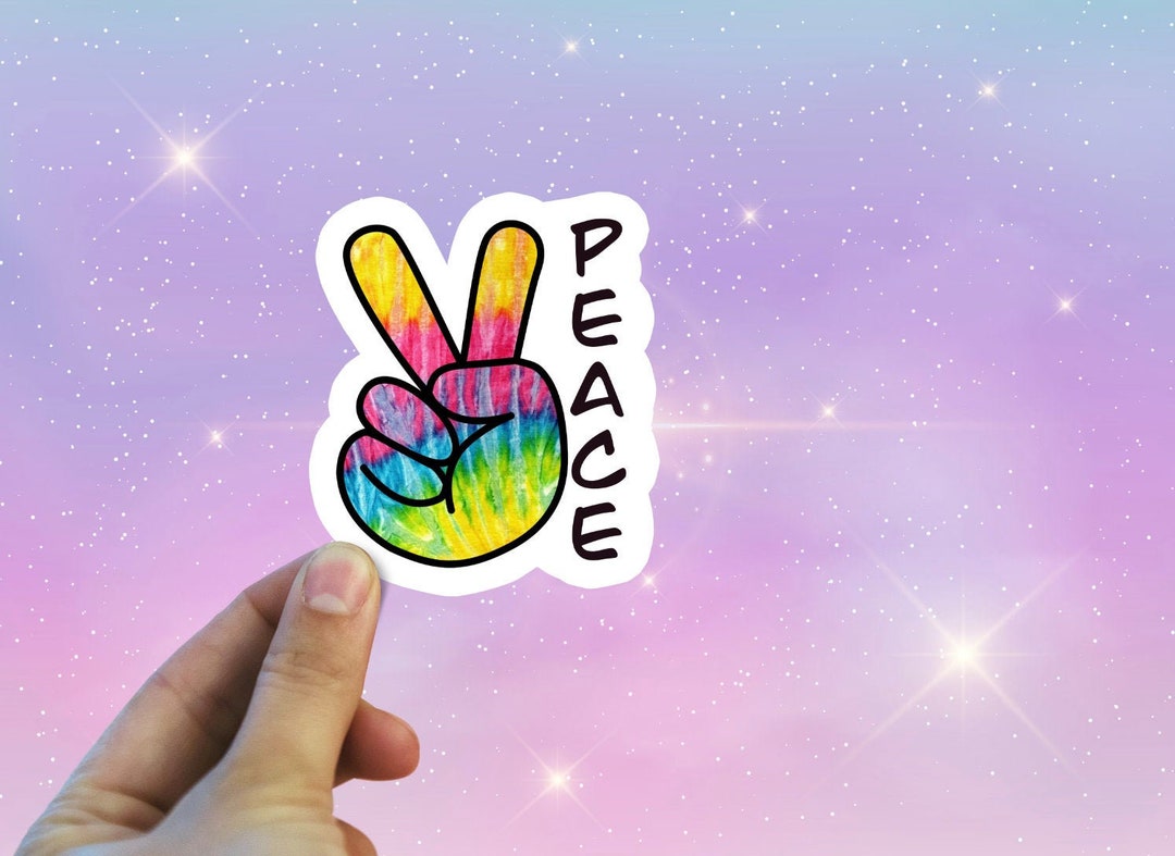 Peace Sticker, Peace Sign Sticker, Tie Dye Sticker, Peace Sign Hand ...