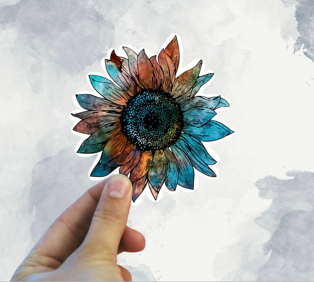 Colorful Sunflower Sticker, Sunflower Sticker, Galaxy Sunflower Sticker ...