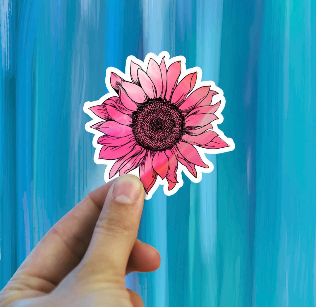 Pink Sunflower Sticker, Sunflower Sticker, Cool Sunflower Sticker ...