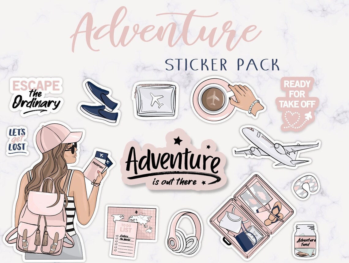 Adventure Sticker Pack Adventure Stickers Vacation Stickers | Etsy