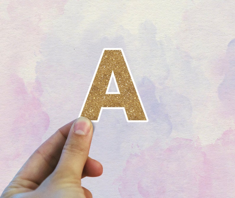 Custom Initial Sticker Initial Sticker Gold Glitter Sticker | Etsy
