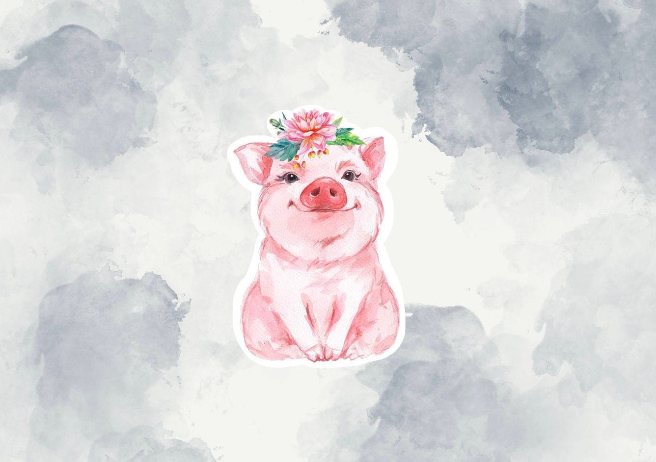 Floral Pig Sticker Pig Sticker Laptop Sticker Water Bottle | Etsy