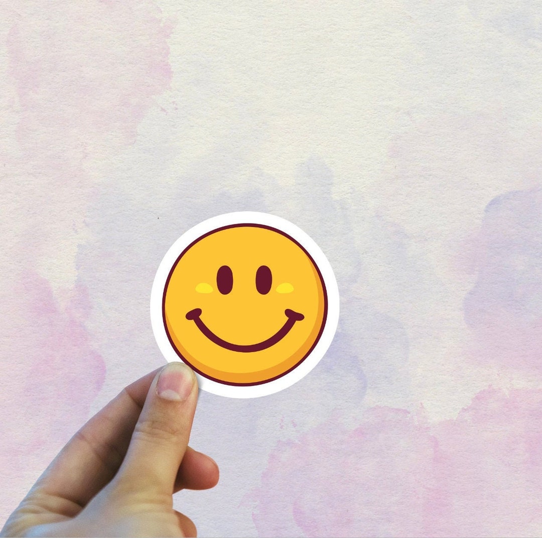 Smiley Face Sticker, Yellow Smiley Sticker, Water Bottle Sticker ...