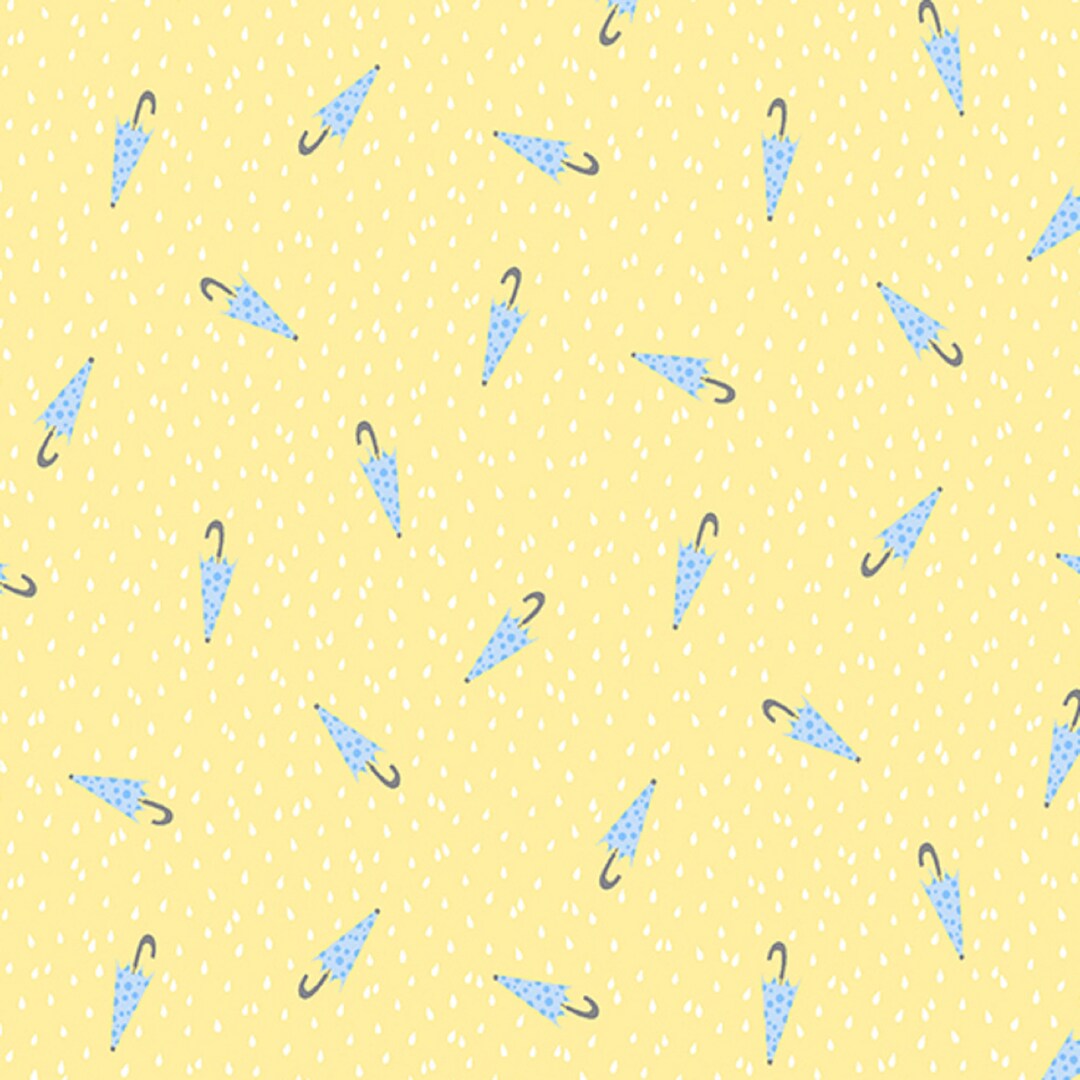 Yellow Rain Drop Fabric, Andover Novelty Cotton Fabric by the Yard ...