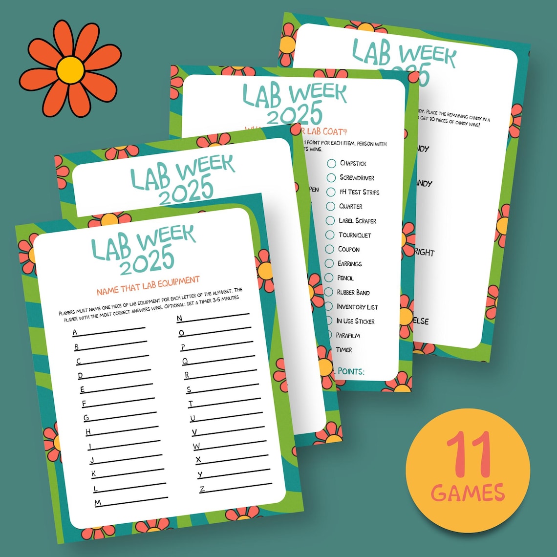 Lab Week 2025 Games Bundle Printable, 11 Fun Printable Activities ...