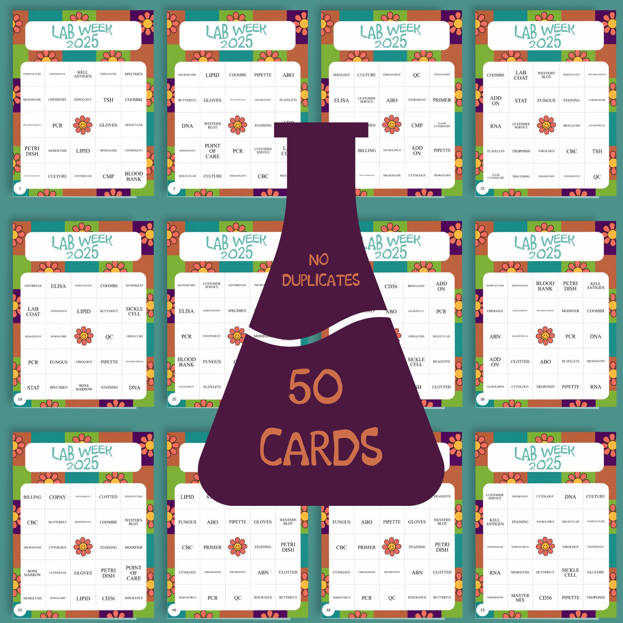 Lab Week 2025 Bingo Printable, Laboratory Professional Week, Med Tech ...