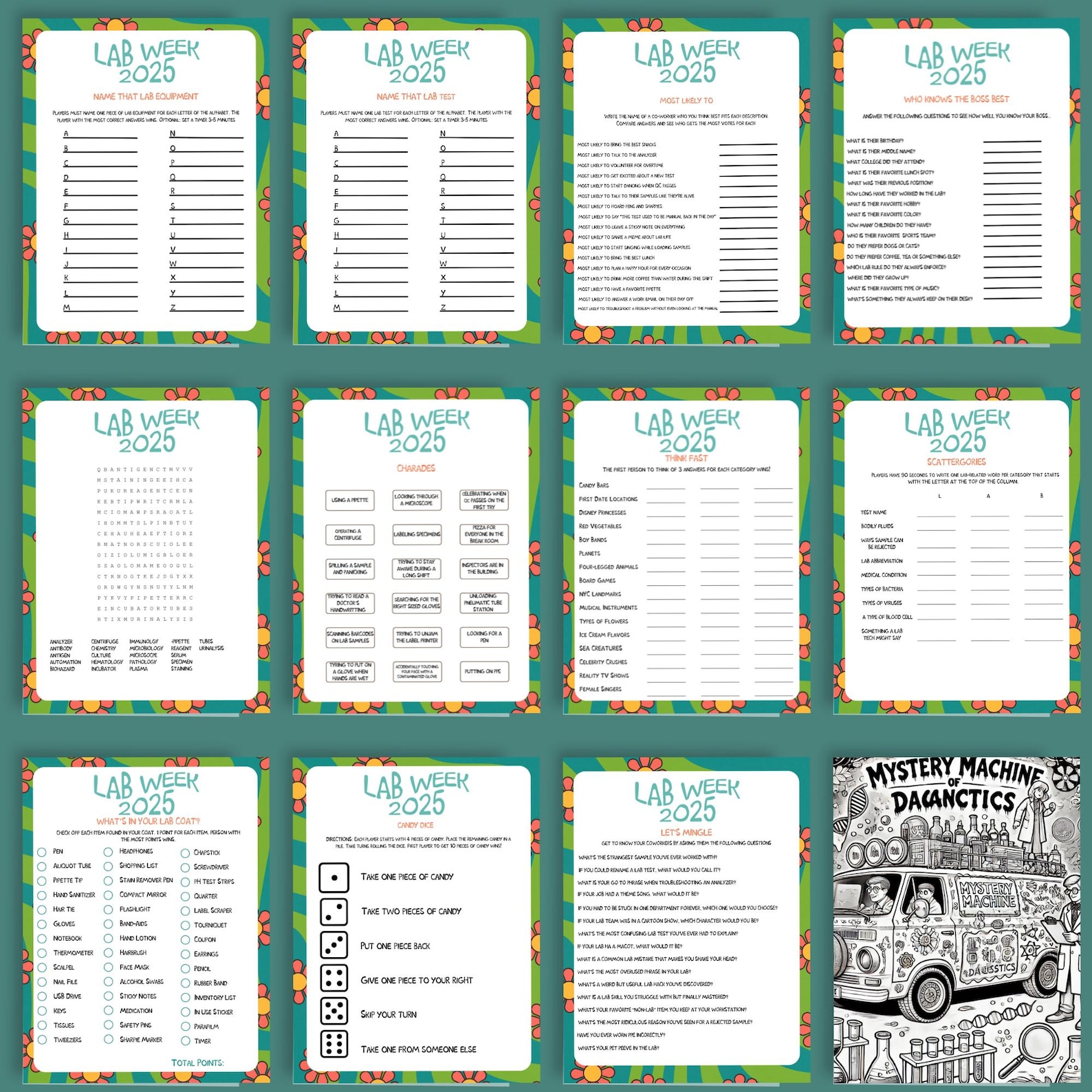 Lab Week 2025 Games Bundle Printable, 11 Fun Printable Activities ...