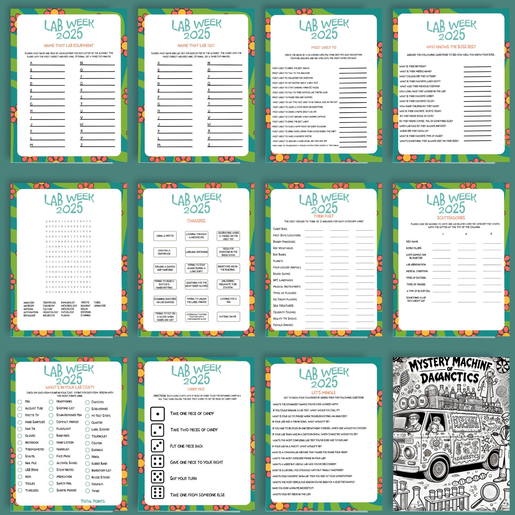 Lab Week 2025 Games Bundle Printable, 11 Fun Printable Activities ...
