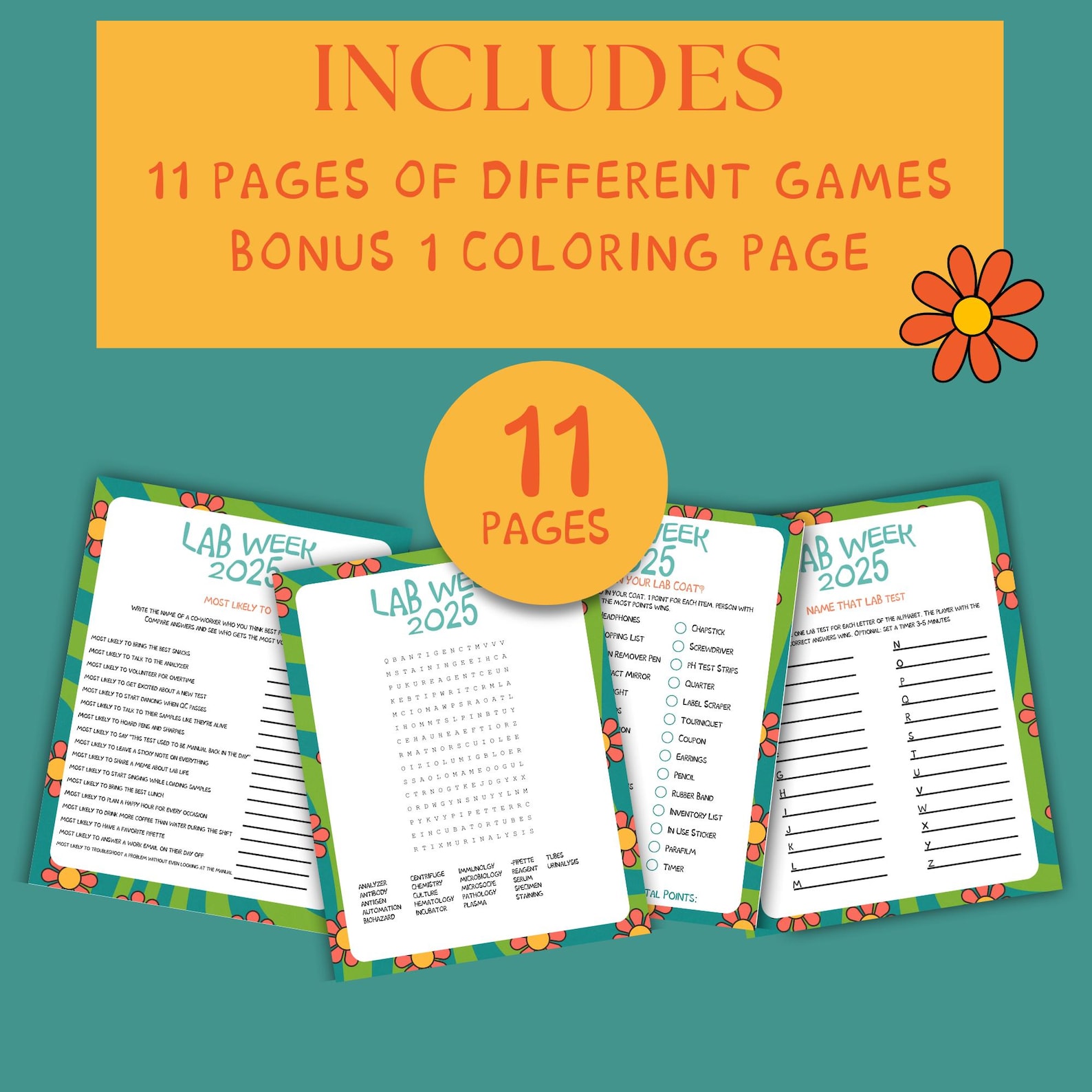Lab Week 2025 Games Bundle Printable, 11 Fun Printable Activities ...