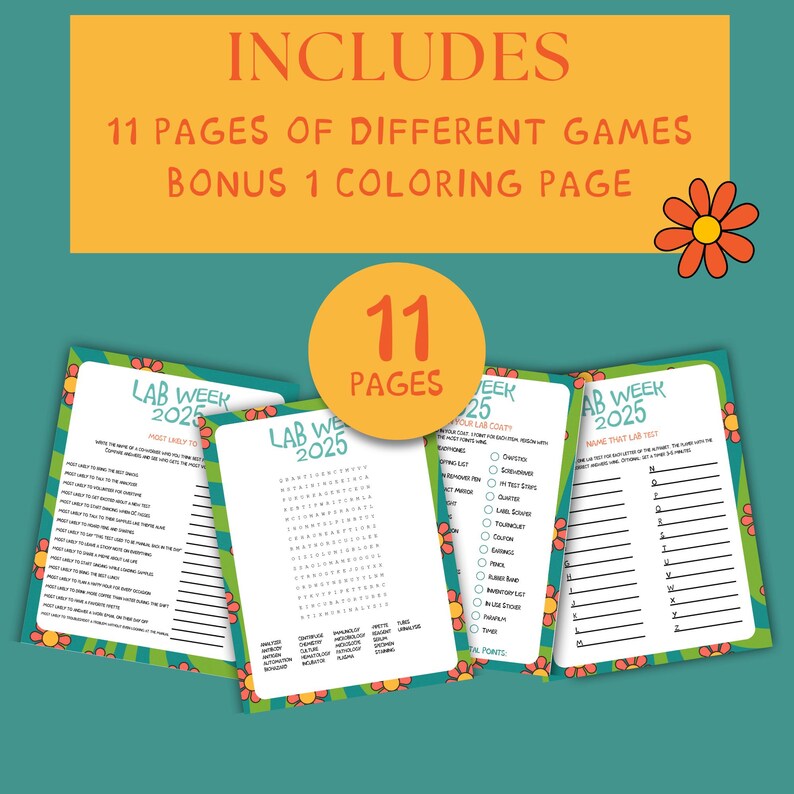 Lab Week 2025 Games Bundle Printable, 11 Fun Printable Activities ...
