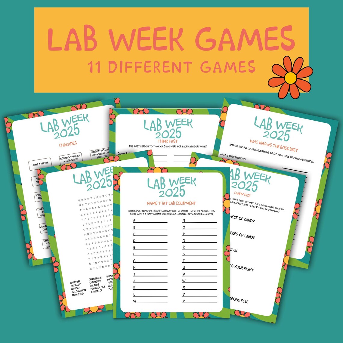 Lab Week 2025 Games Bundle Printable, 11 Fun Printable Activities ...