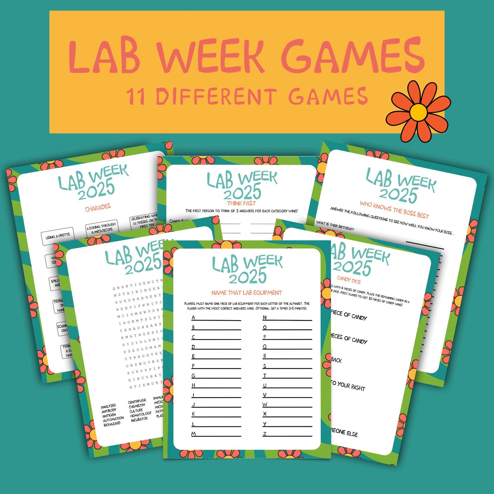 Lab Week 2025 Games Bundle Printable, 11 Fun Printable Activities ...