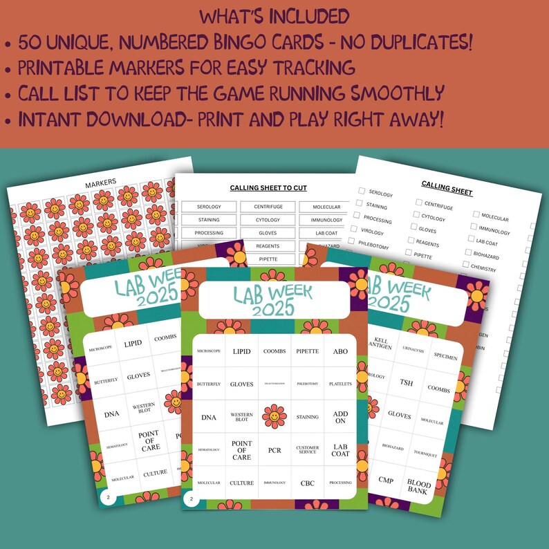 Lab Week 2025 Bingo Printable, Laboratory Professional Week, Med Tech ...