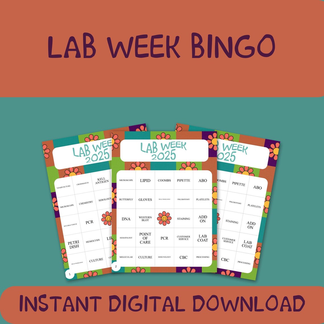 Lab Week 2025 Bingo Printable, Laboratory Professional Week, Med Tech ...