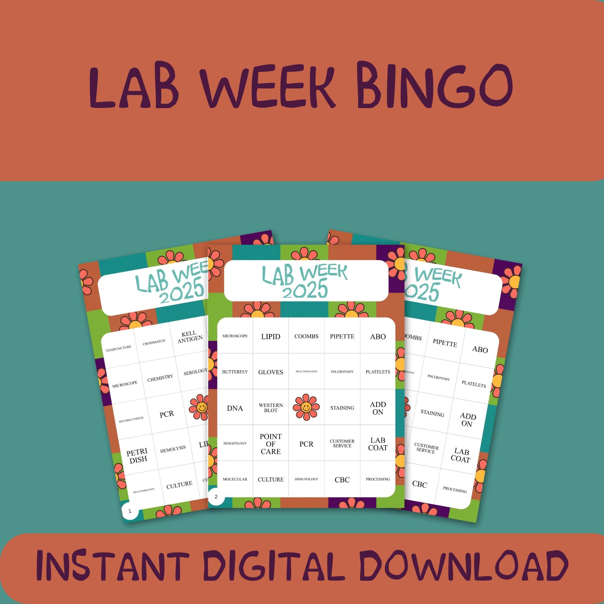 Lab Week 2025 Bingo Printable, Laboratory Professional Week, Med Tech ...