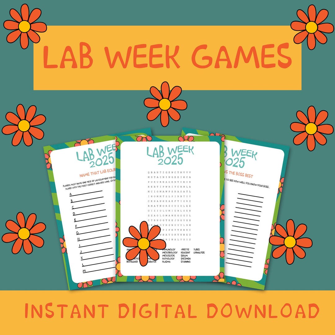 Lab Week 2025 Games Bundle Printable, 11 Fun Printable Activities ...