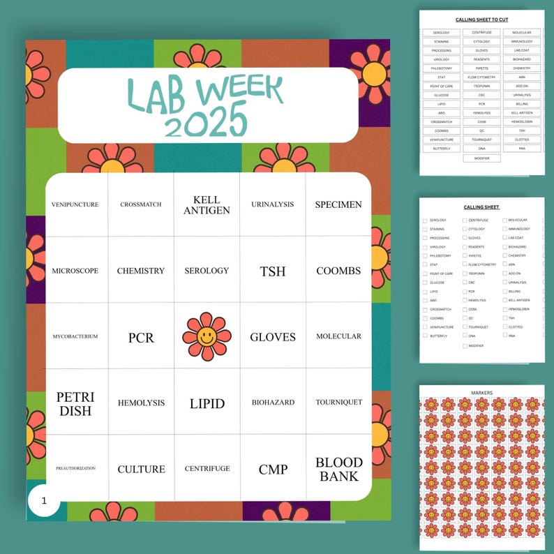 Lab Week 2025 Bingo Printable, Laboratory Professional Week, Med Tech ...