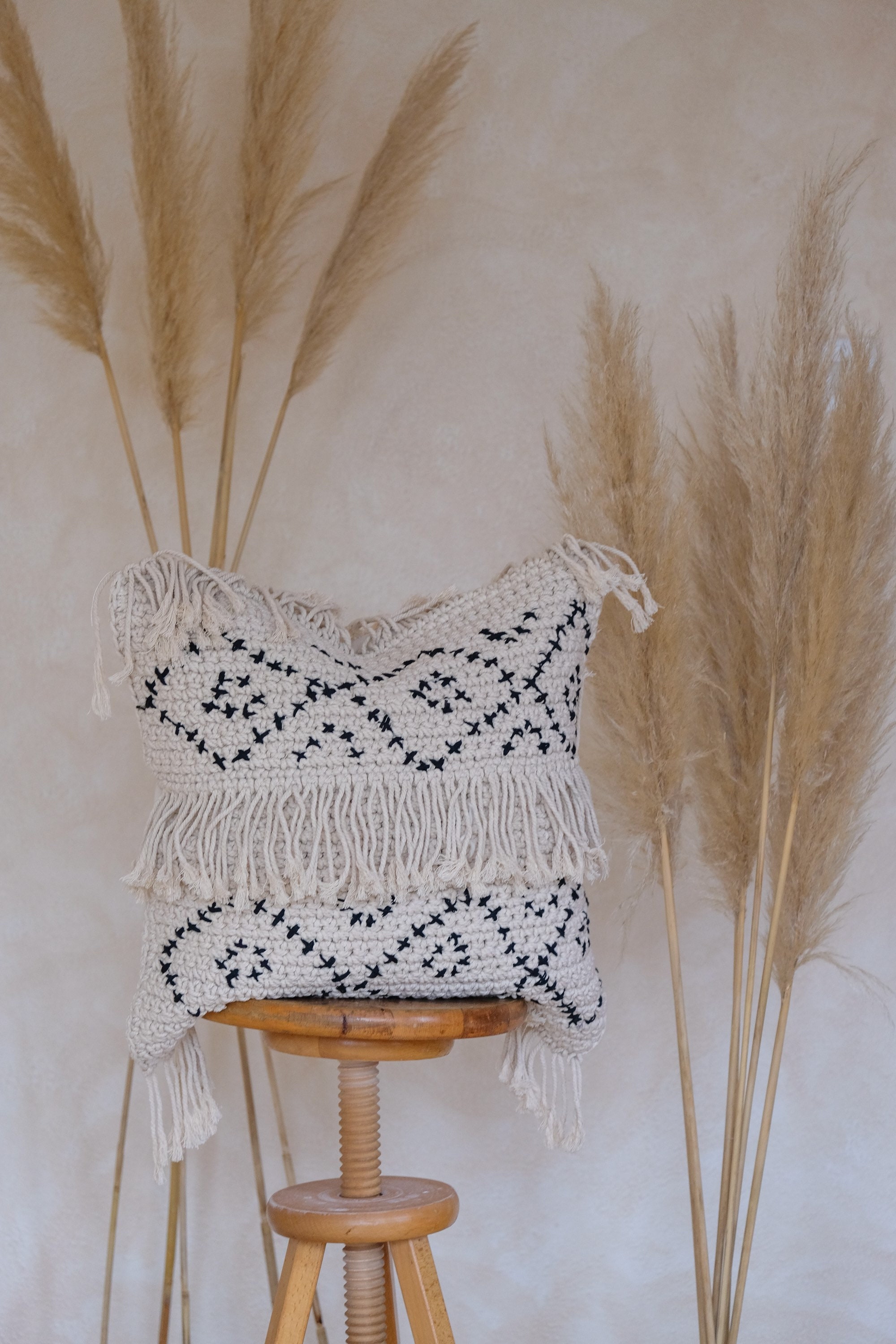 Boho Macrame Cushion Cover With Tassels kylan - Etsy