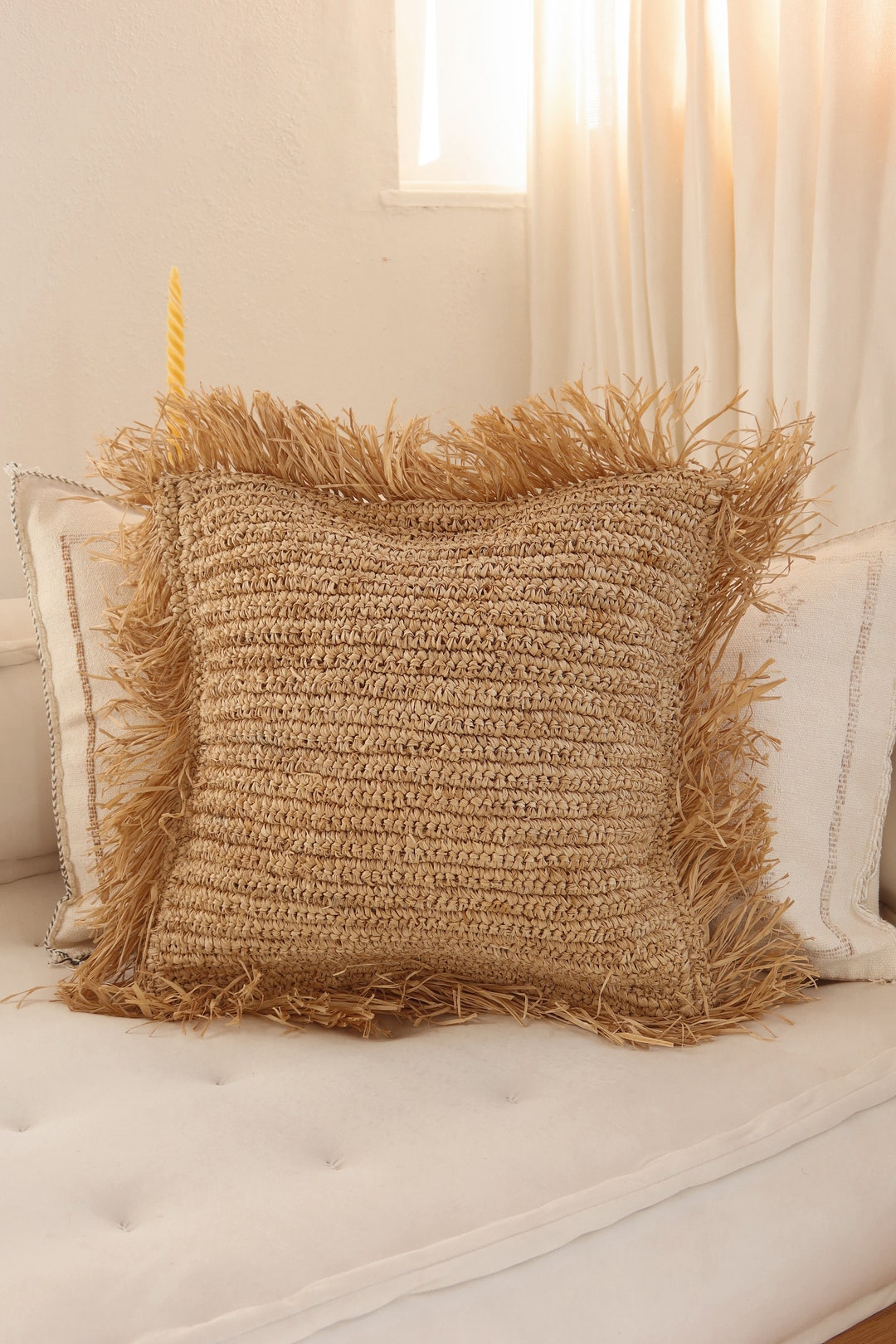 Raffia Cushion Cover Oat - Etsy